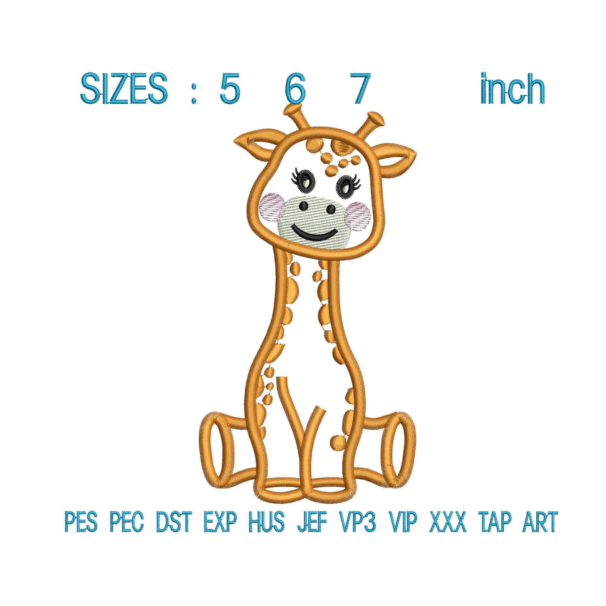 Giraffe applique embroidery design Giraffe Machine Embroidery | Etsy