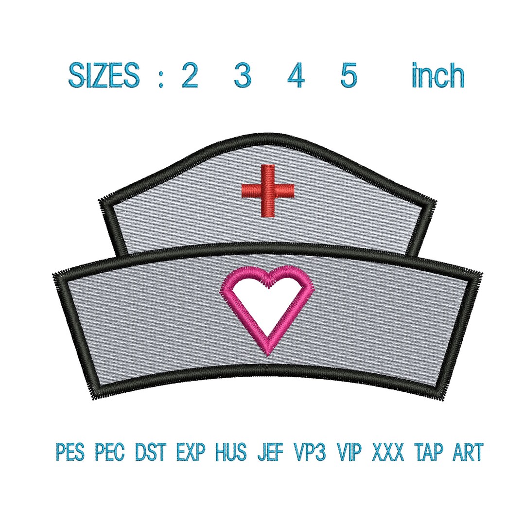 Nurse Embroidery Design, Nurse's Cap Embroidery Machine, Nurse's Cap ...