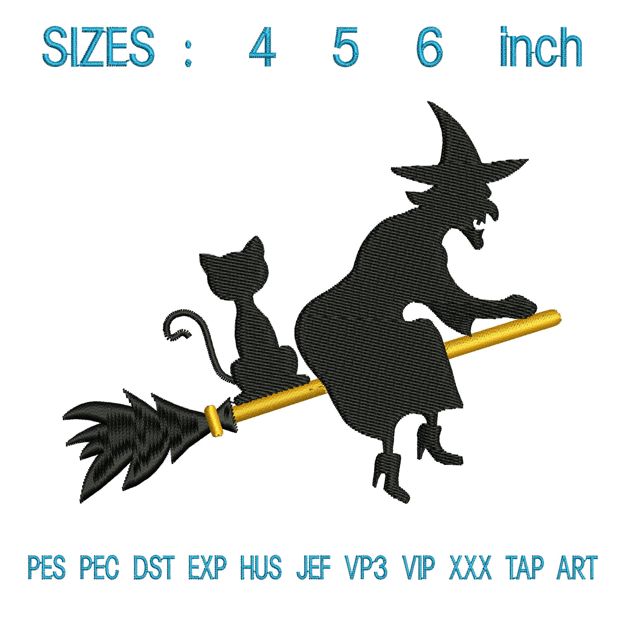 Witch Embroidery Design Halloween Witch Embroidery Machine | Etsy