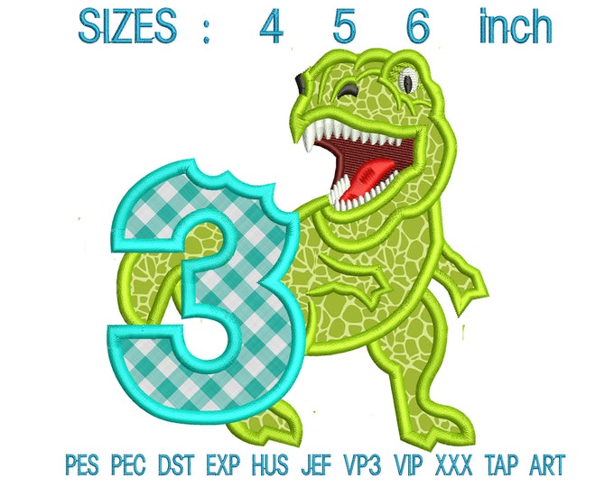 T-rex Applique Embroidery Design Dino Rex Applique Embroidery - Etsy