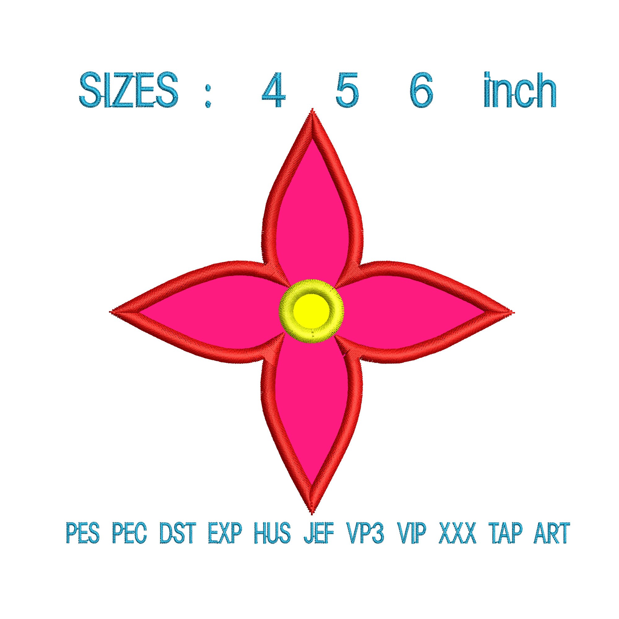 Flower Applique Embroidery Design Flower Embroidery Machine | Etsy