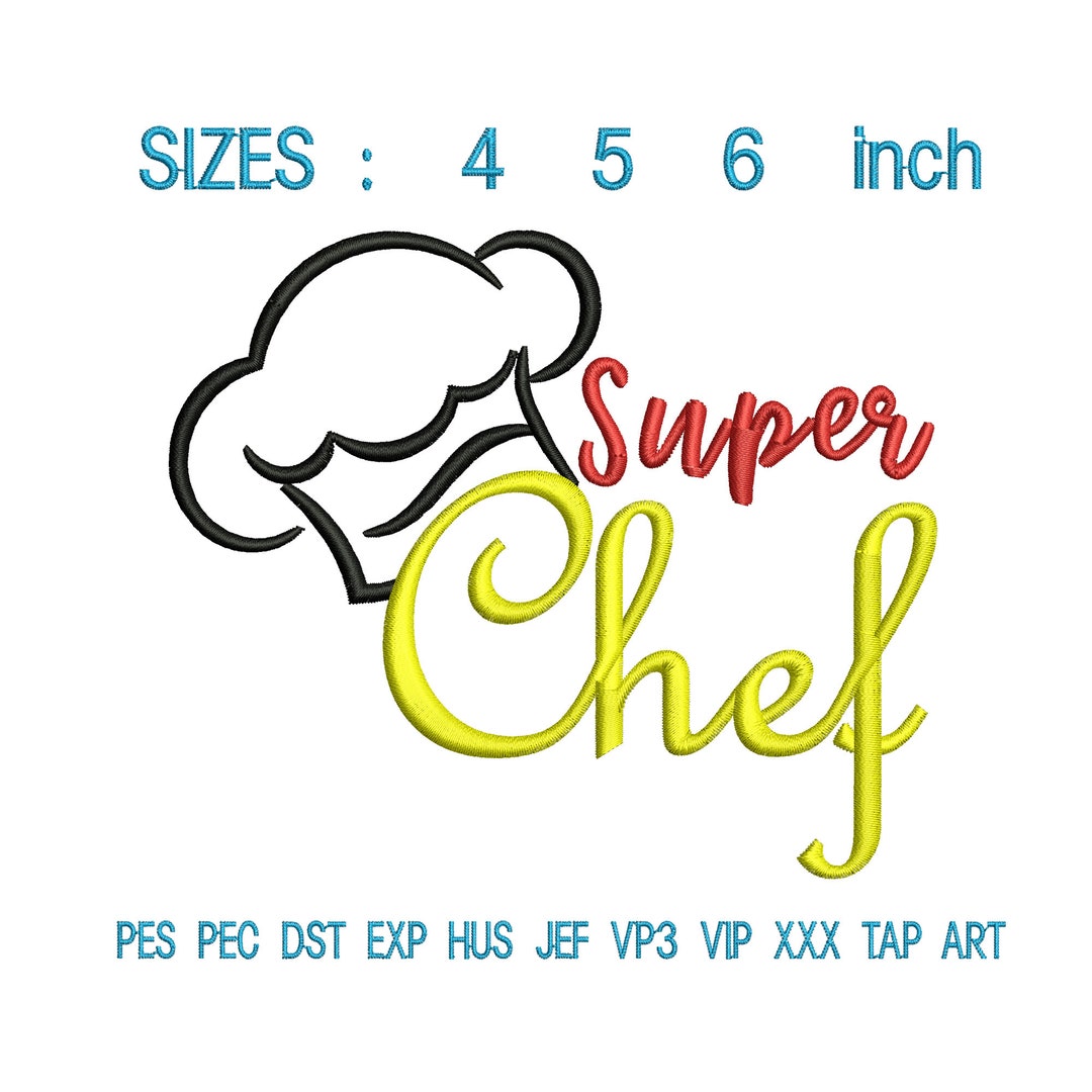 Super Chef Embroidery Design, Chef Hat Embroidery Machine, Embroidery ...