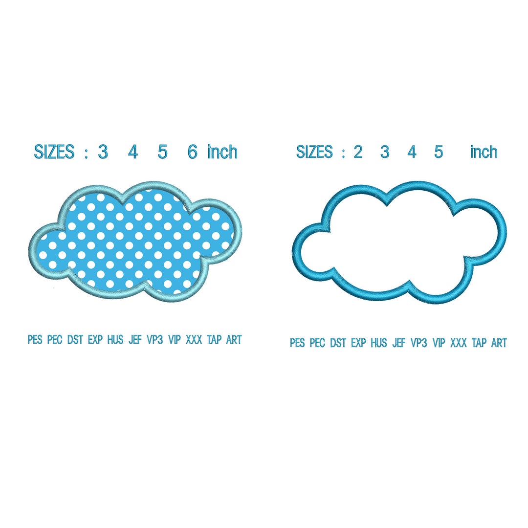 Cloud Set Embroidery Design 2 Cloud Embroidery Design - Etsy
