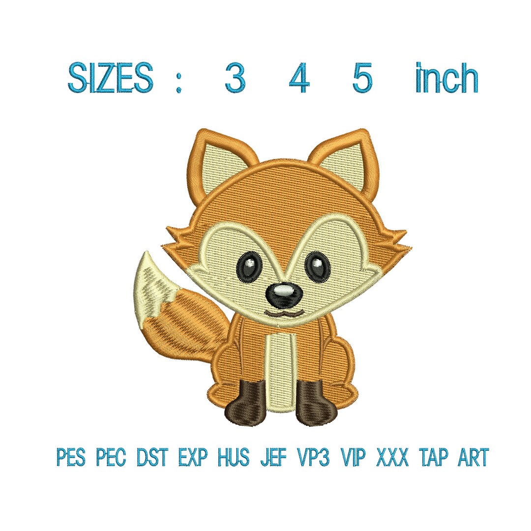 Cute Fox Embroidery Design, Baby Fox Embroidery Machine, Fox Embroidery ...