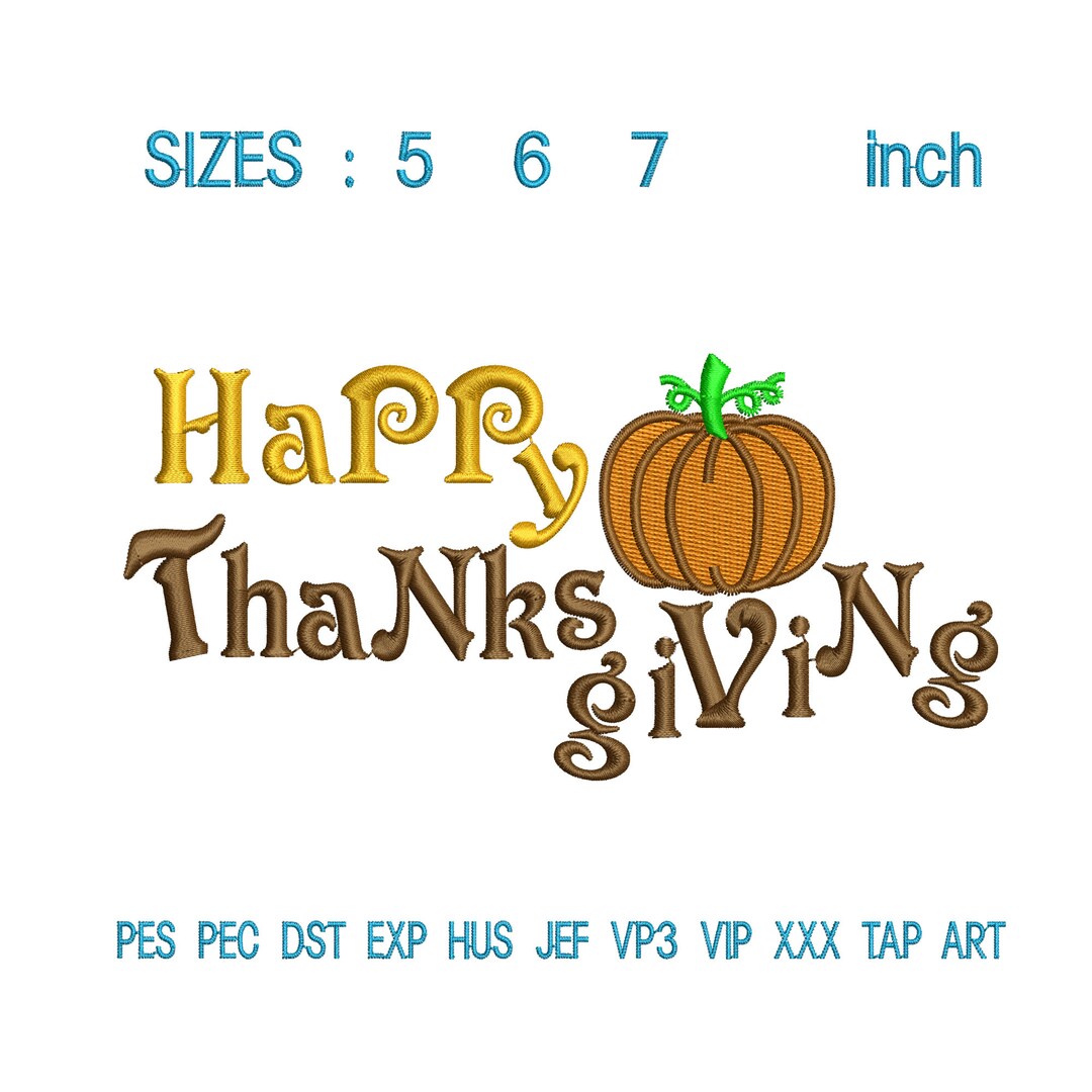 Happy Thanksgiving Embroidery Design, Happy Thanksgiving Pumpkin ...