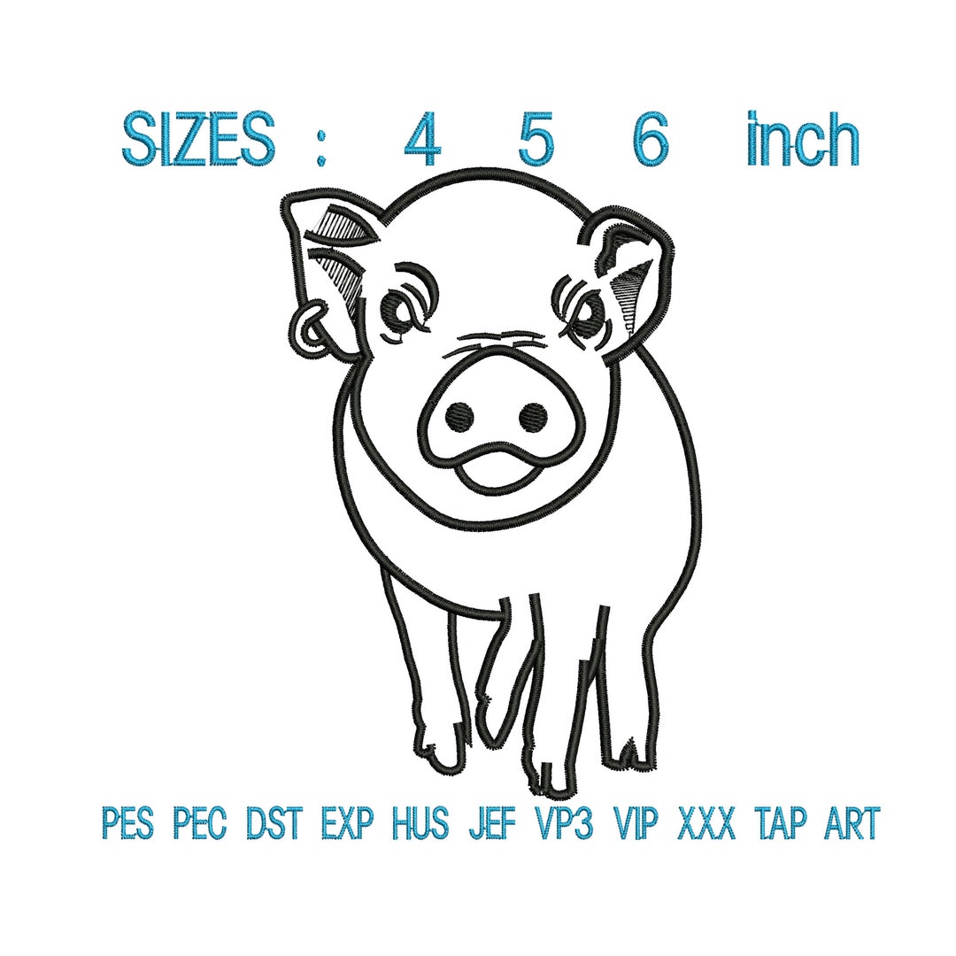 Pig Embroidery Design, Cute Pig Embroidery Downloads, Embroidery Pig ...
