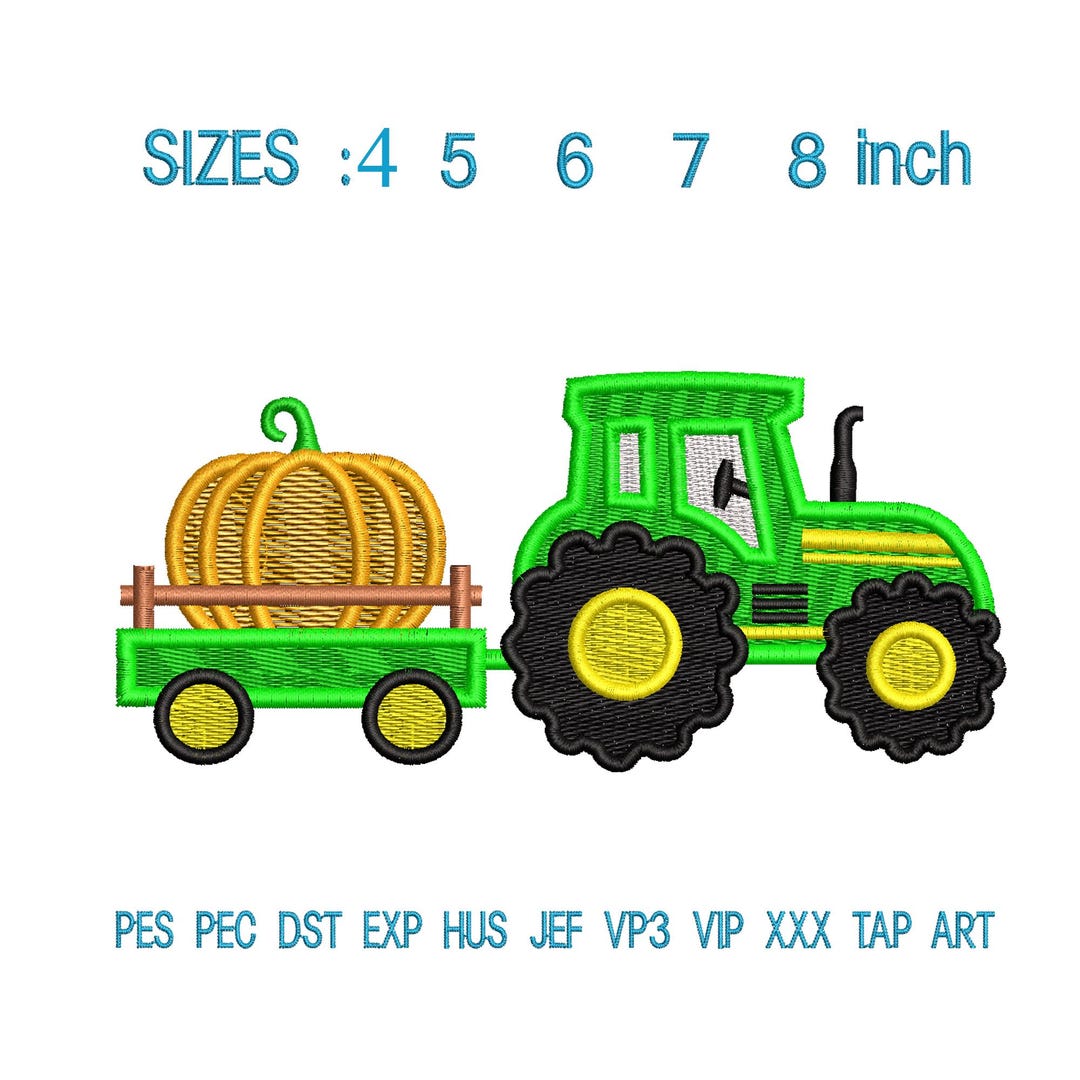 Tractor Embroidery Design, Tractor Pulling Pumpkin Embroidery Design ...