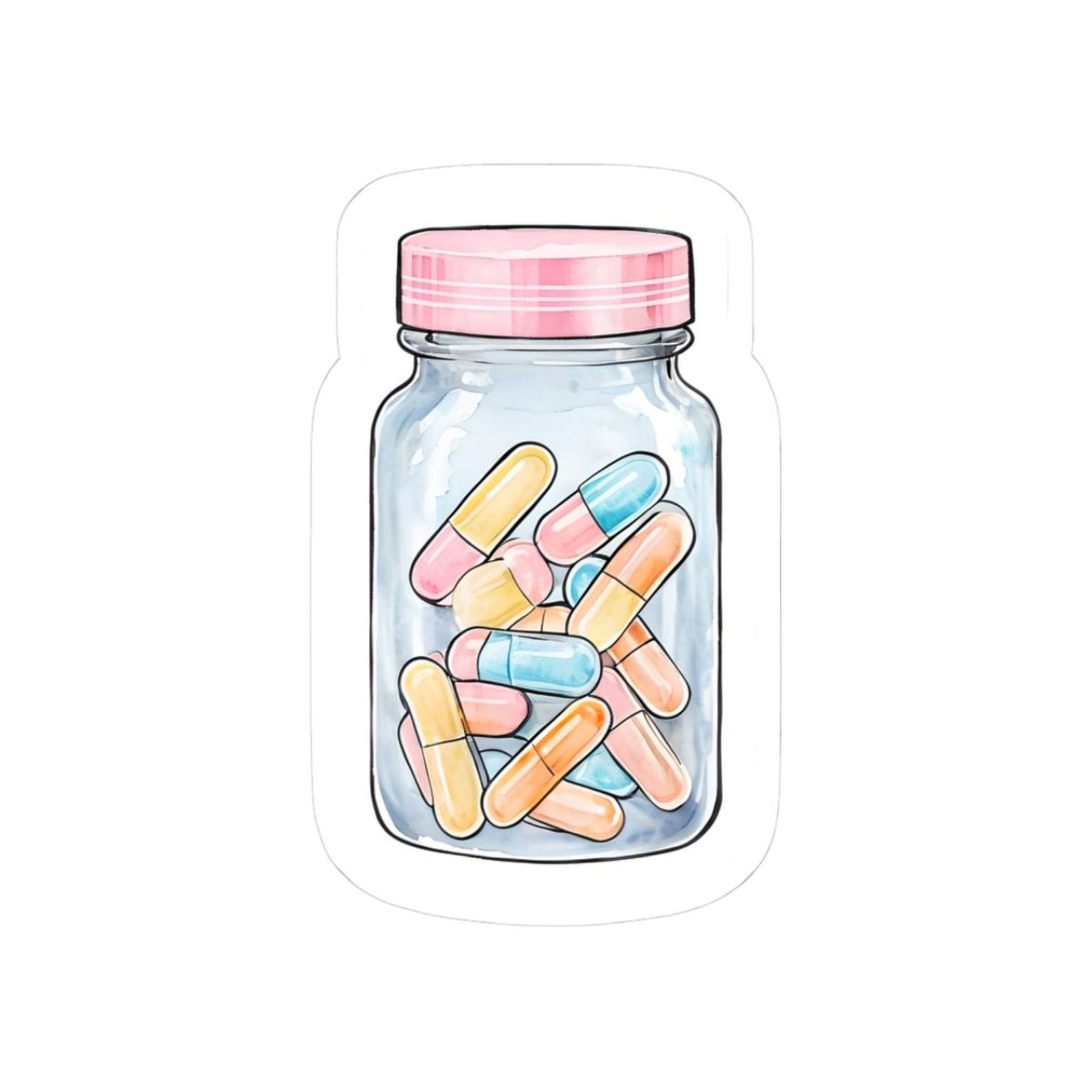 Cute Pill Jar Stickers, Fun Planner Stickers, Aesthetic Laptop Decals ...