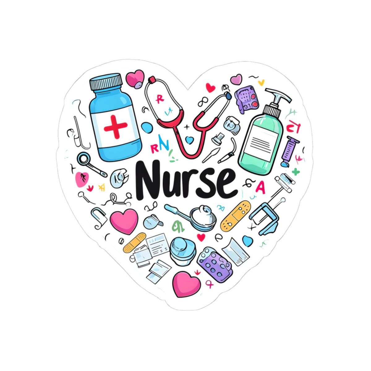 Nurse Heart Kiss-cut Stickers, Cute Nurse Gifts, Medical Stickers for ...