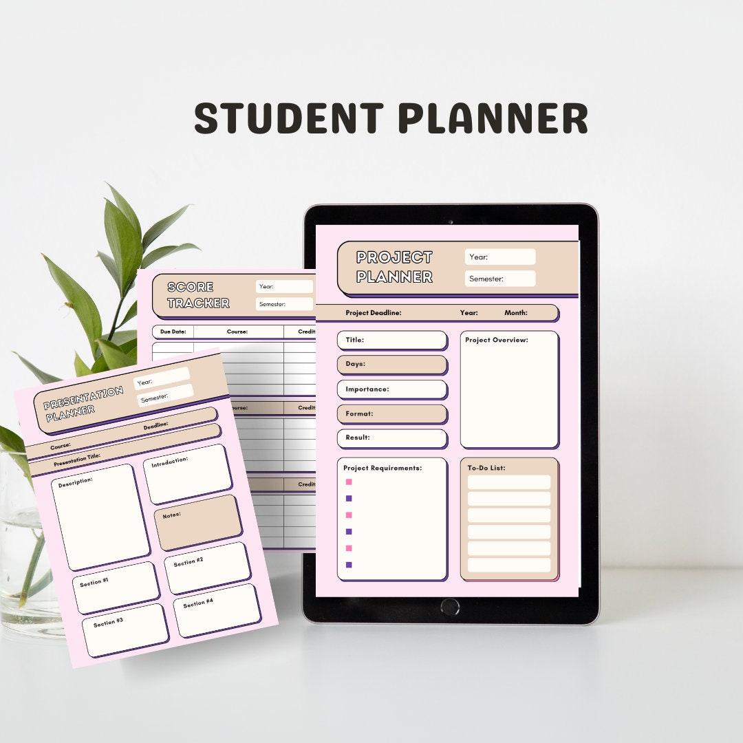 Student Planner, Study Planner Printable, Academic Planner, Study ...