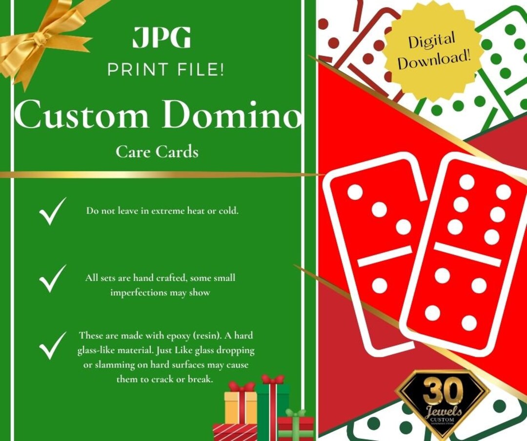 Ready to Print Care Card Resin Dominoes Instructions Card, Printable ...