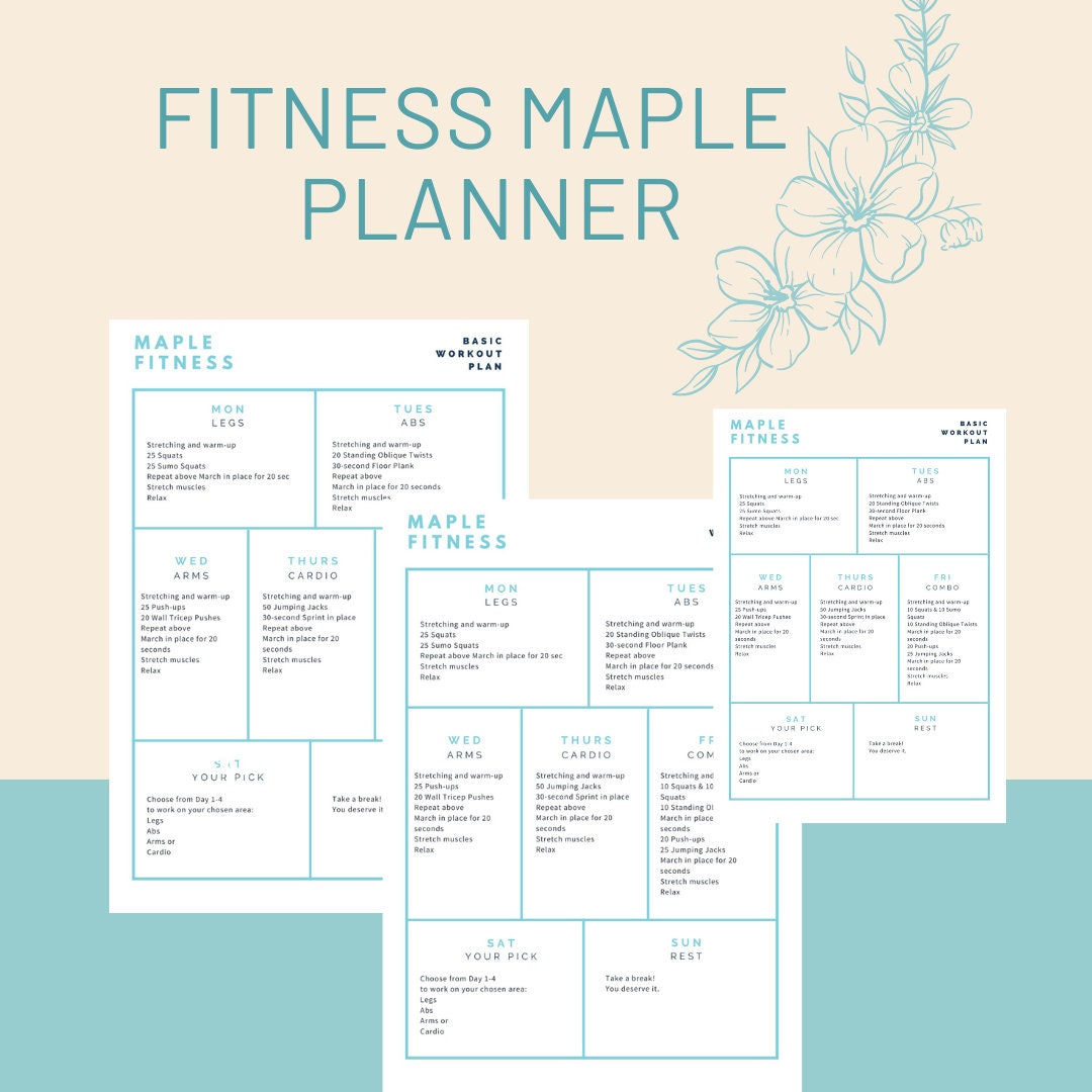Weekly Fitness Planner | Printable Workout, Wellness Journal (digital ...