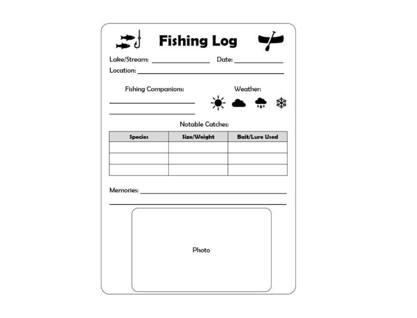 Fishing Log for Journal or Scrapbook - Etsy