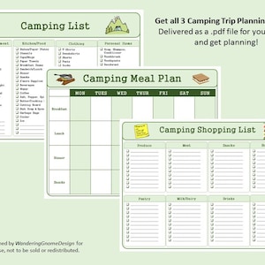 Camping Trip Packing List and Meal Plan Printable Bundle - Etsy