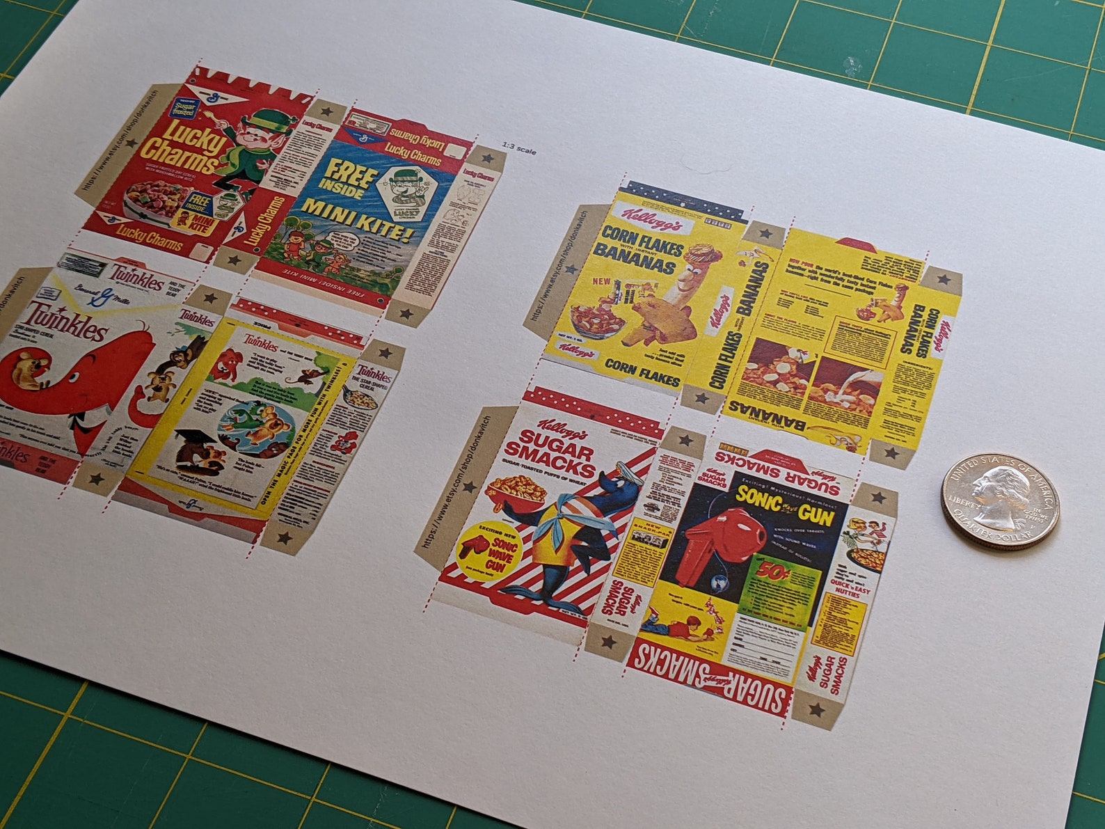 Vintage Cereal Boxes PDF Printable DIY Template Miniatures Scales 1/3 ...