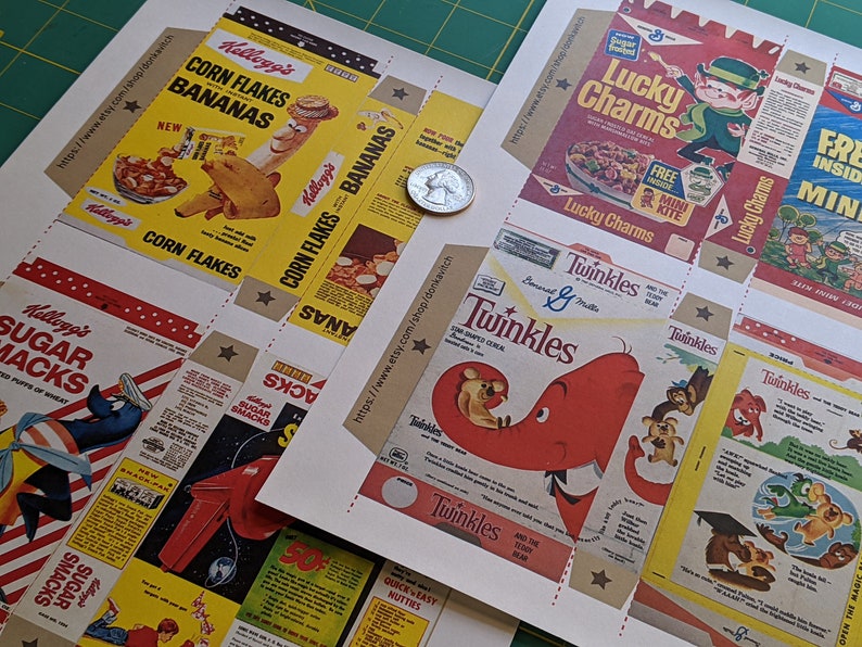 Vintage Cereal Boxes PDF Printable DIY Template Miniatures - Etsy