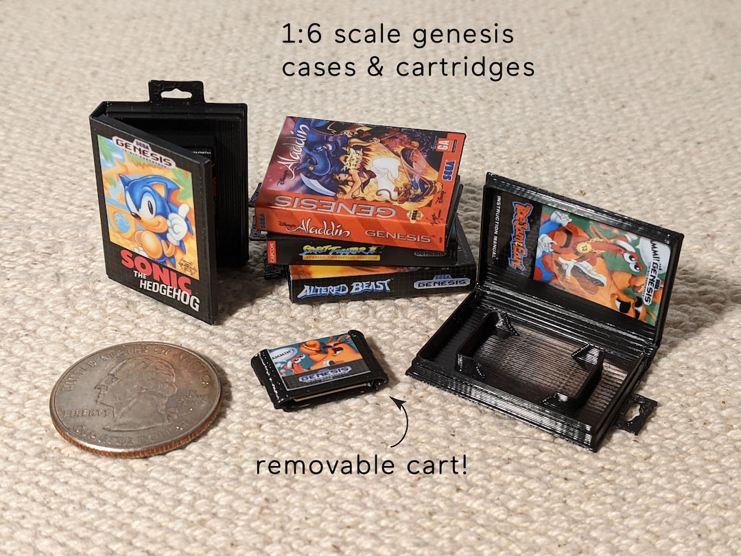 Mini Genesis Games and Cases in 1:6 and 1/3 Scale, Retro Gaming Video ...