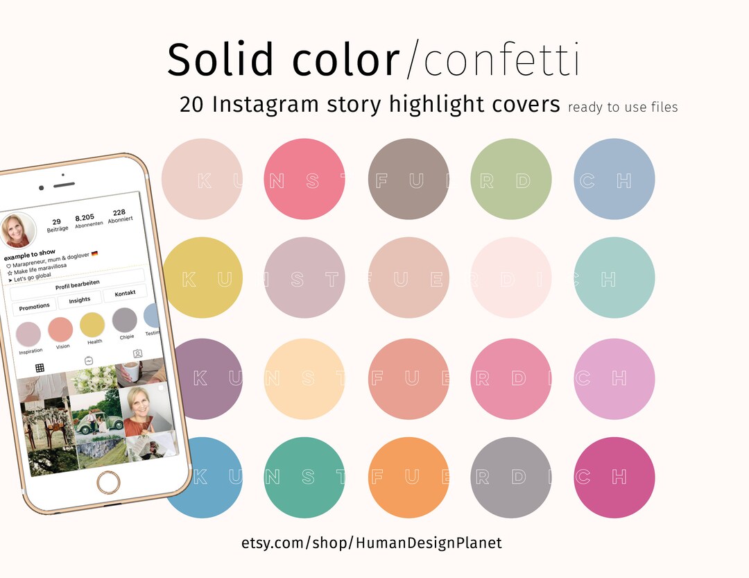 20 Solid Color Instagram Highlight Icons Story Covers - Etsy