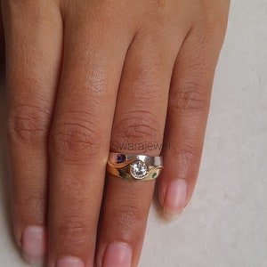 Swirl Two Tone Wedding Ring, Round Diamond Engagement,14k Gold Ring ...