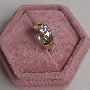 Swirl Two Tone Wedding Ring, Round Diamond Engagement,14k Gold Ring ...