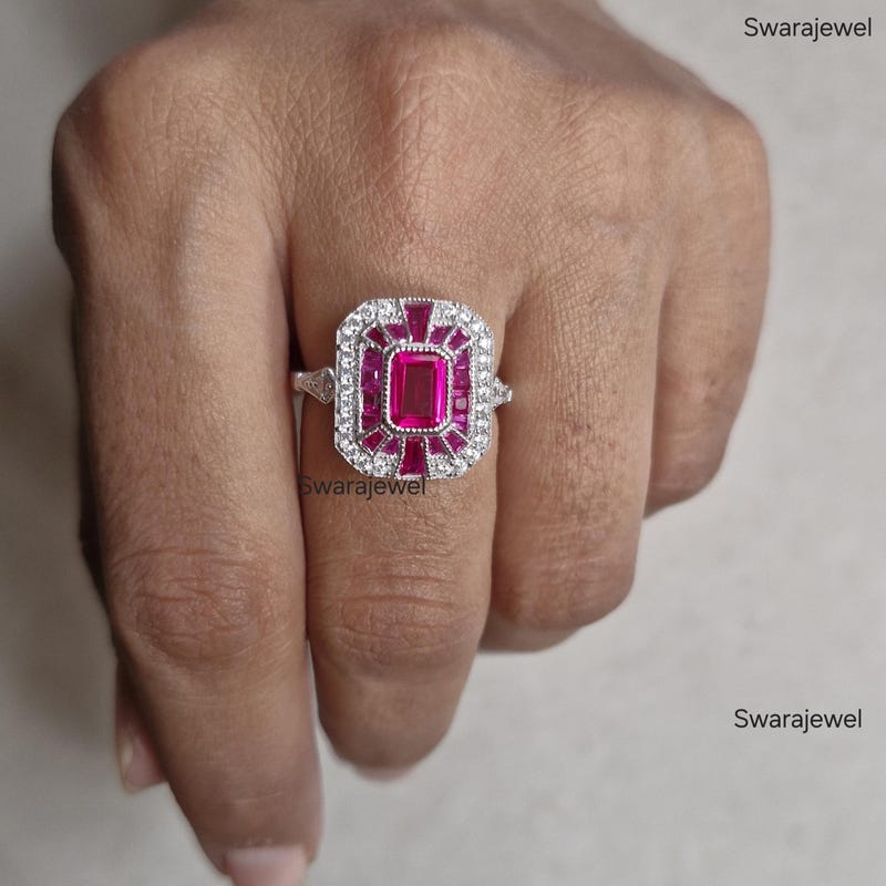 Emerald Cut Ruby Ring - Etsy
