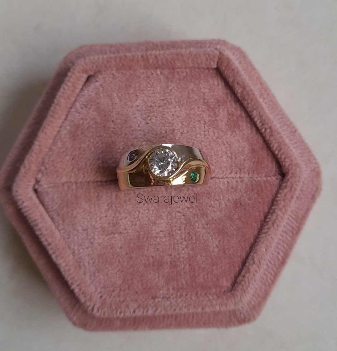 Swirl Two Tone Wedding Ring, Round Diamond Engagement,14k Gold Ring ...