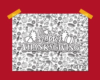 Giant Coloring Page for Thanksgiving // Extra Large Poster Coloring ...