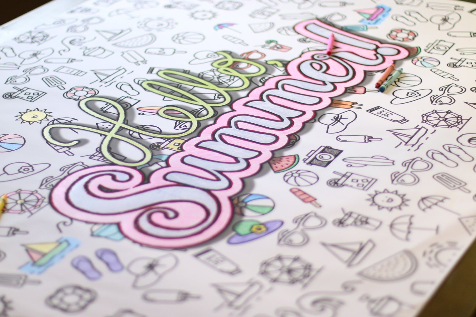 Hello Summer Coloring Poster - Etsy
