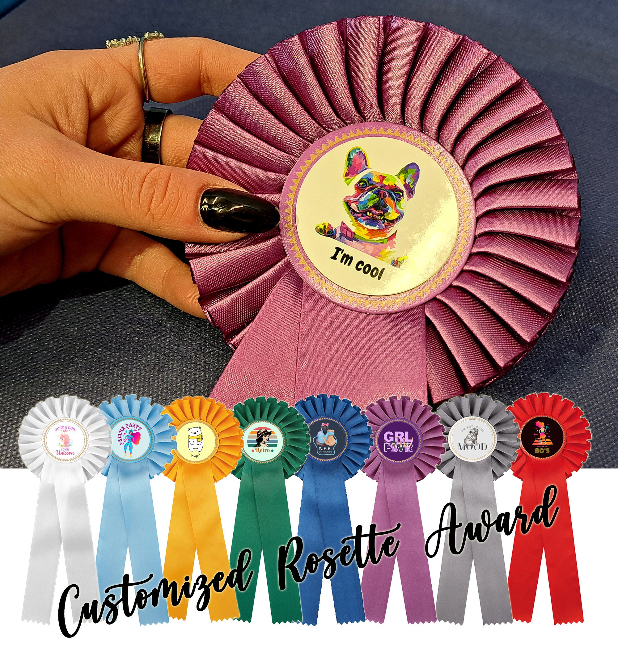 Customized Rosette Ribbon Award With Your Photo/ Text or Choose Design ...