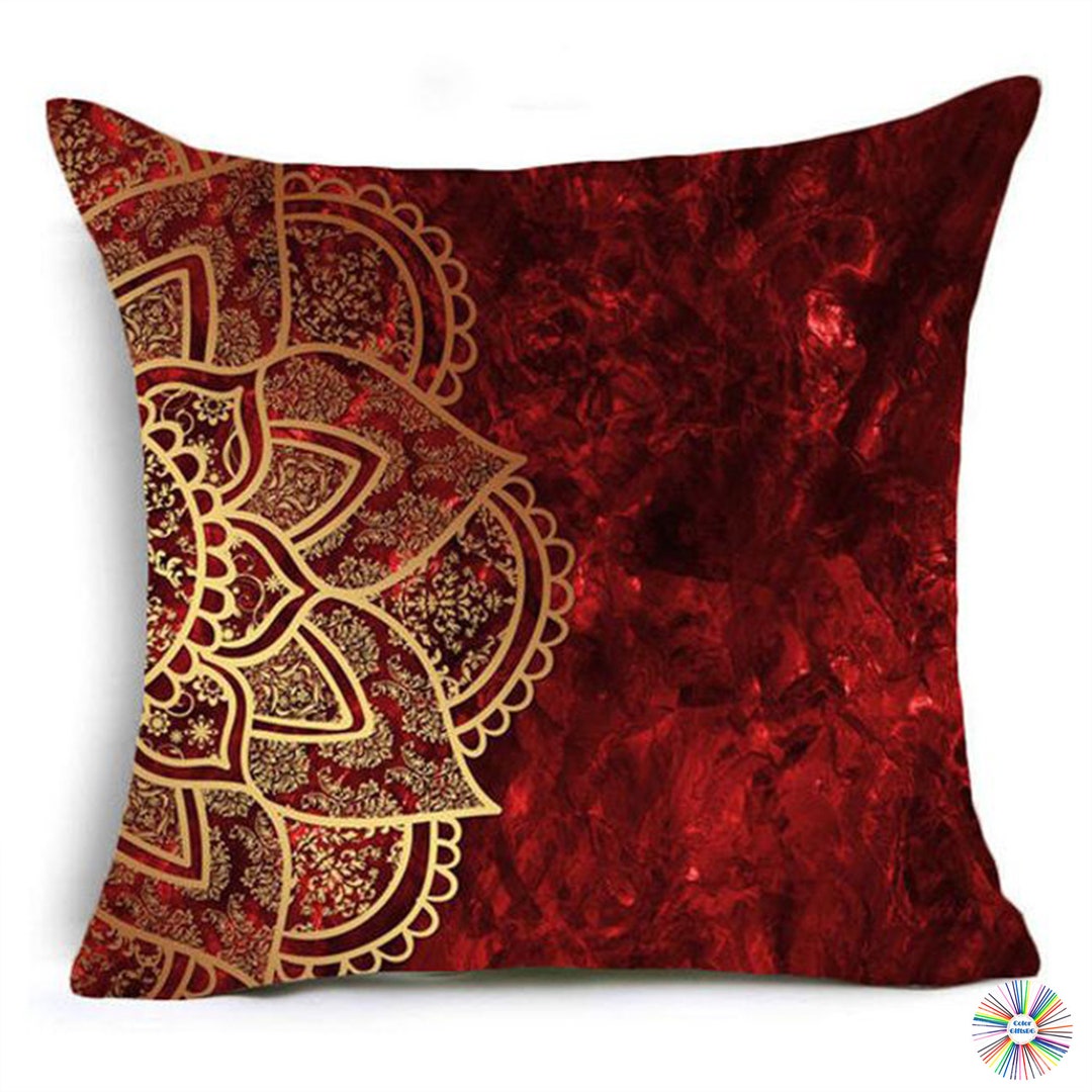 Decorative Art Printed Retro Art Mandala Cushion Cover, Housewarming ...