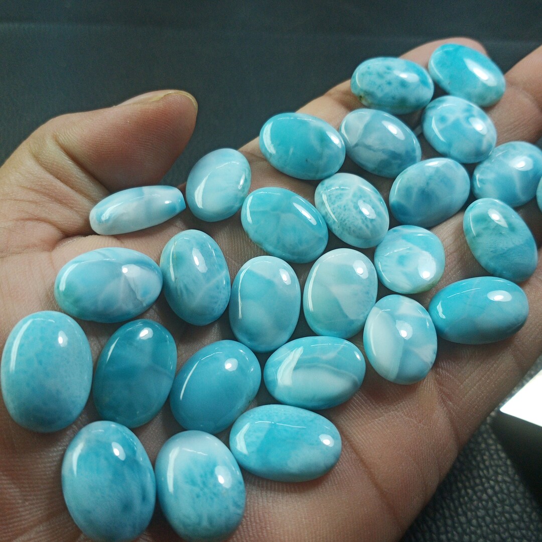 AAA Natural Larimar Oval Cabochon, Calibrated Size, 3x5mm to 15x20mm ...