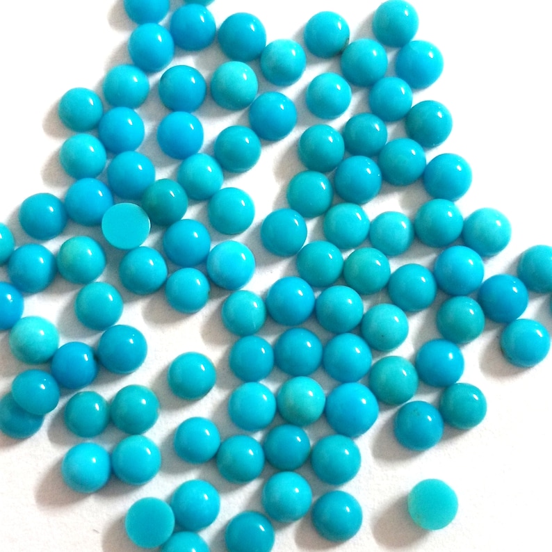 AAA+ Arizona Turquoise Gemstone, Size 2mm, Turquoise Round Cabochon ...