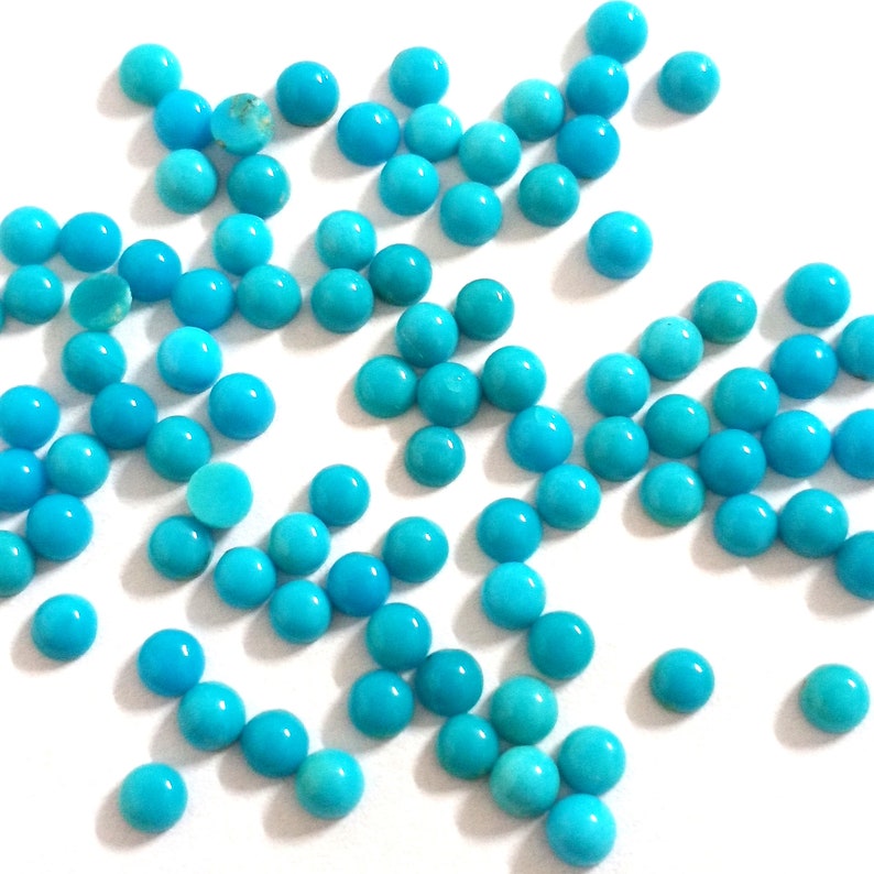 AAA+ Arizona Turquoise Gemstone, Size 2mm, Turquoise Round Cabochon ...