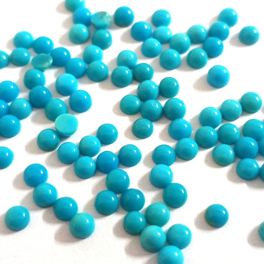 AAA+ Arizona Turquoise Gemstone, Size 2mm, Turquoise Round Cabochon ...
