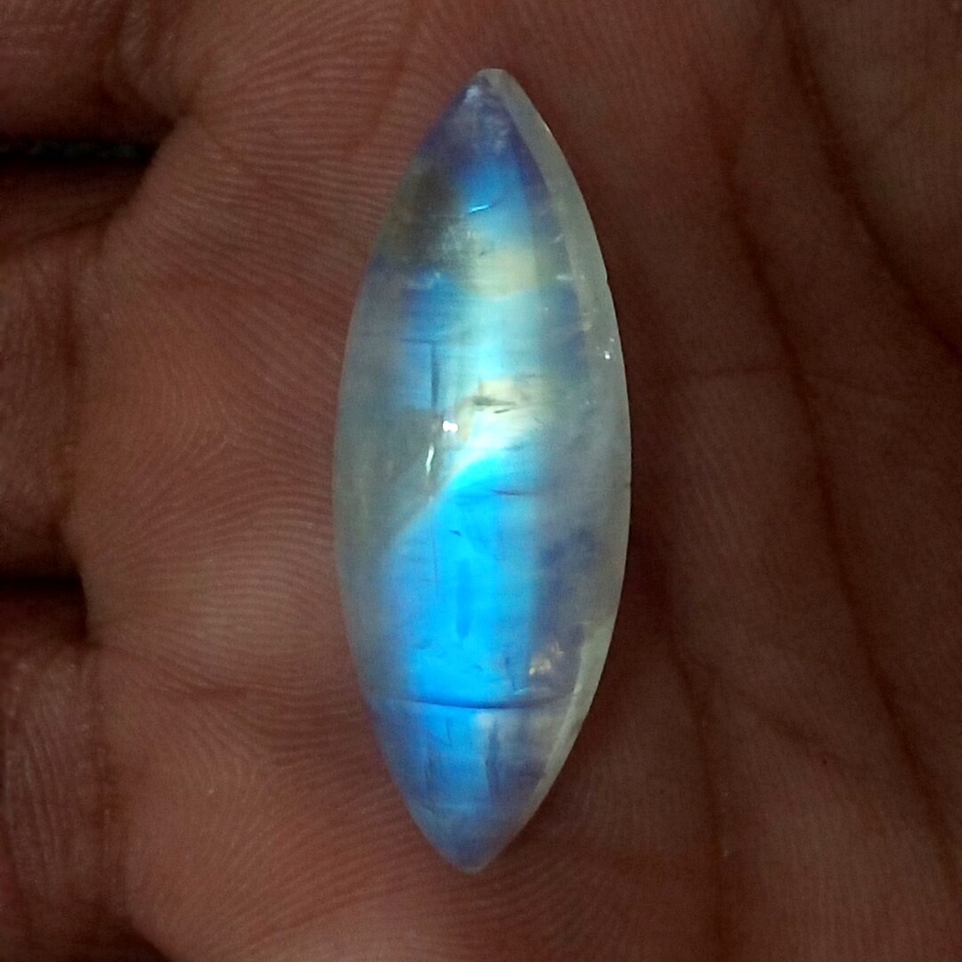 Deep Blue Sparkling Rainbow Moonstone Marquise Cabochon: Natural ...