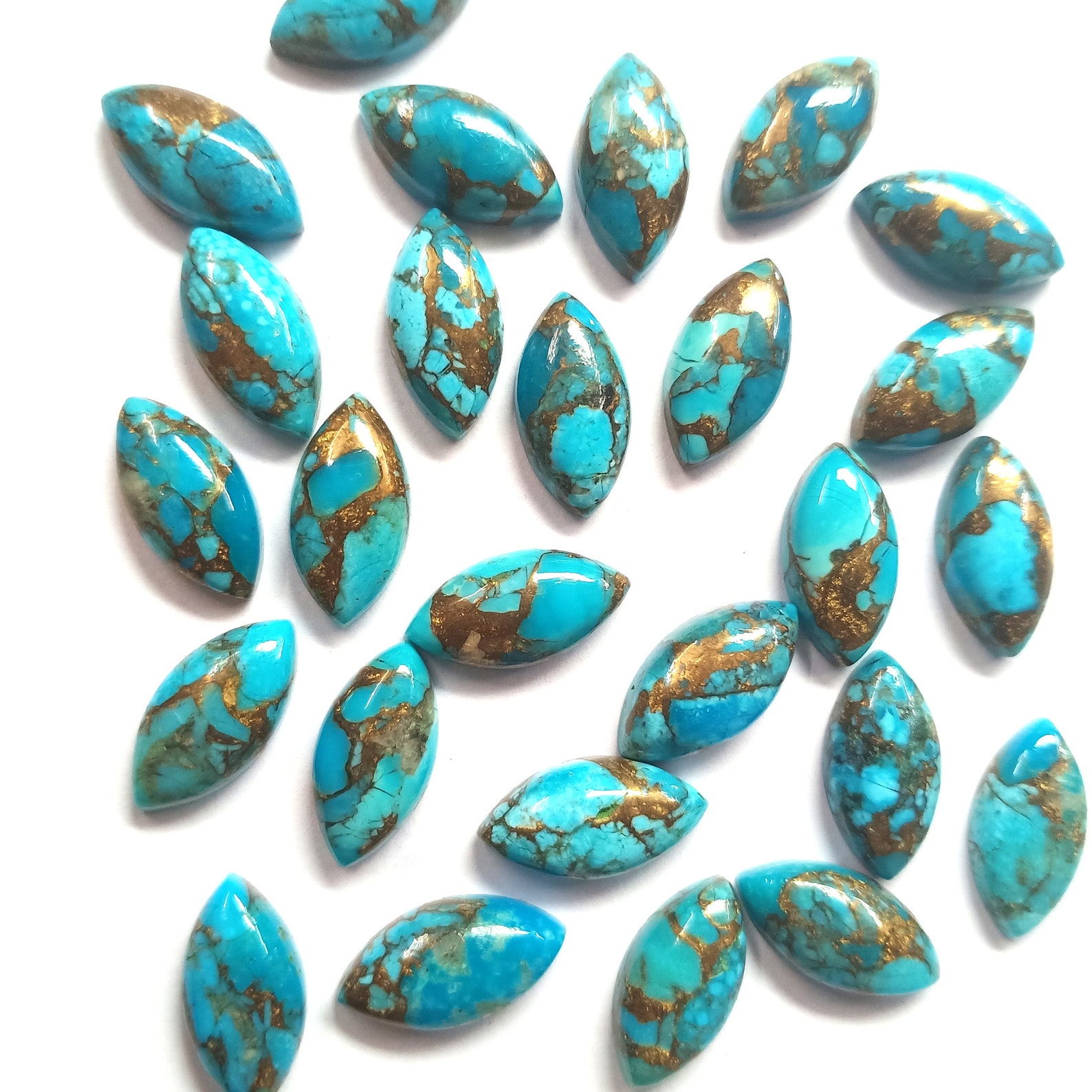 Natural Blue Copper Turquoise Marquise Cabochon Loose Stone - Etsy