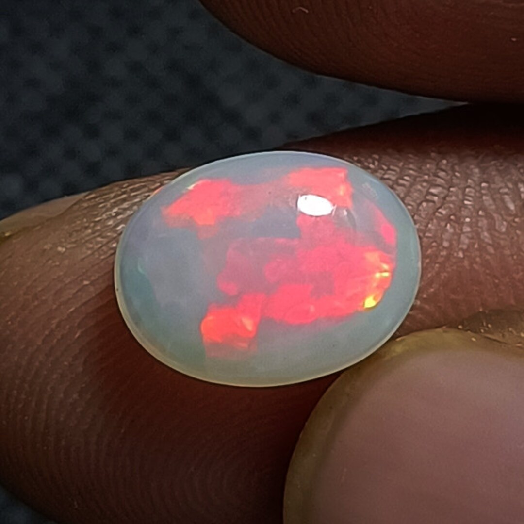 2 Ct. Natural Ethiopian Rainbow Fire Opal, Oval Shape Cabochon, Size 11x8x5mm, Multi Color ...