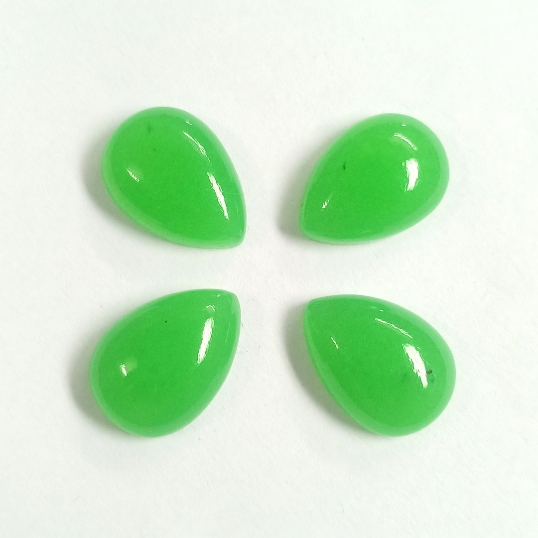 Green Jade Pear Cabs Flat Back Loose Stone Parrot Green - Etsy