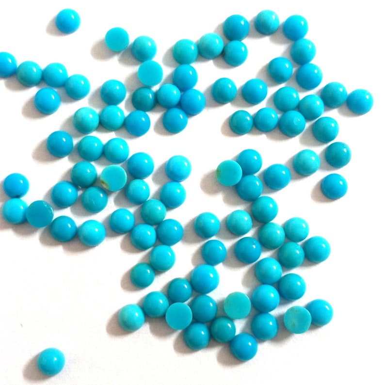 AAA+ Arizona Turquoise Gemstone, Size 2mm, Turquoise Round Cabochon ...