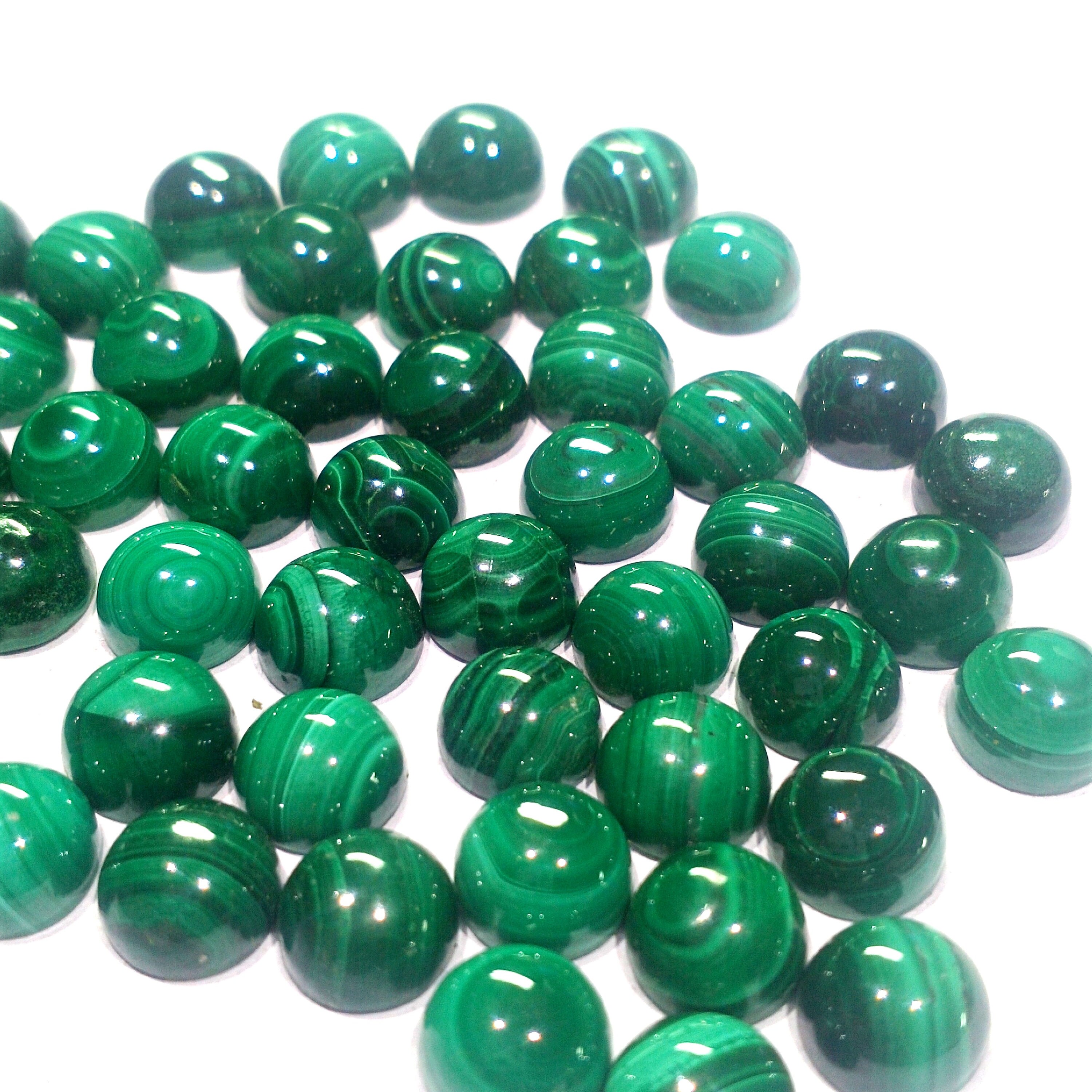 Top Quality Natural Malachite Round Cabochon, Calibrated Size, Flat ...