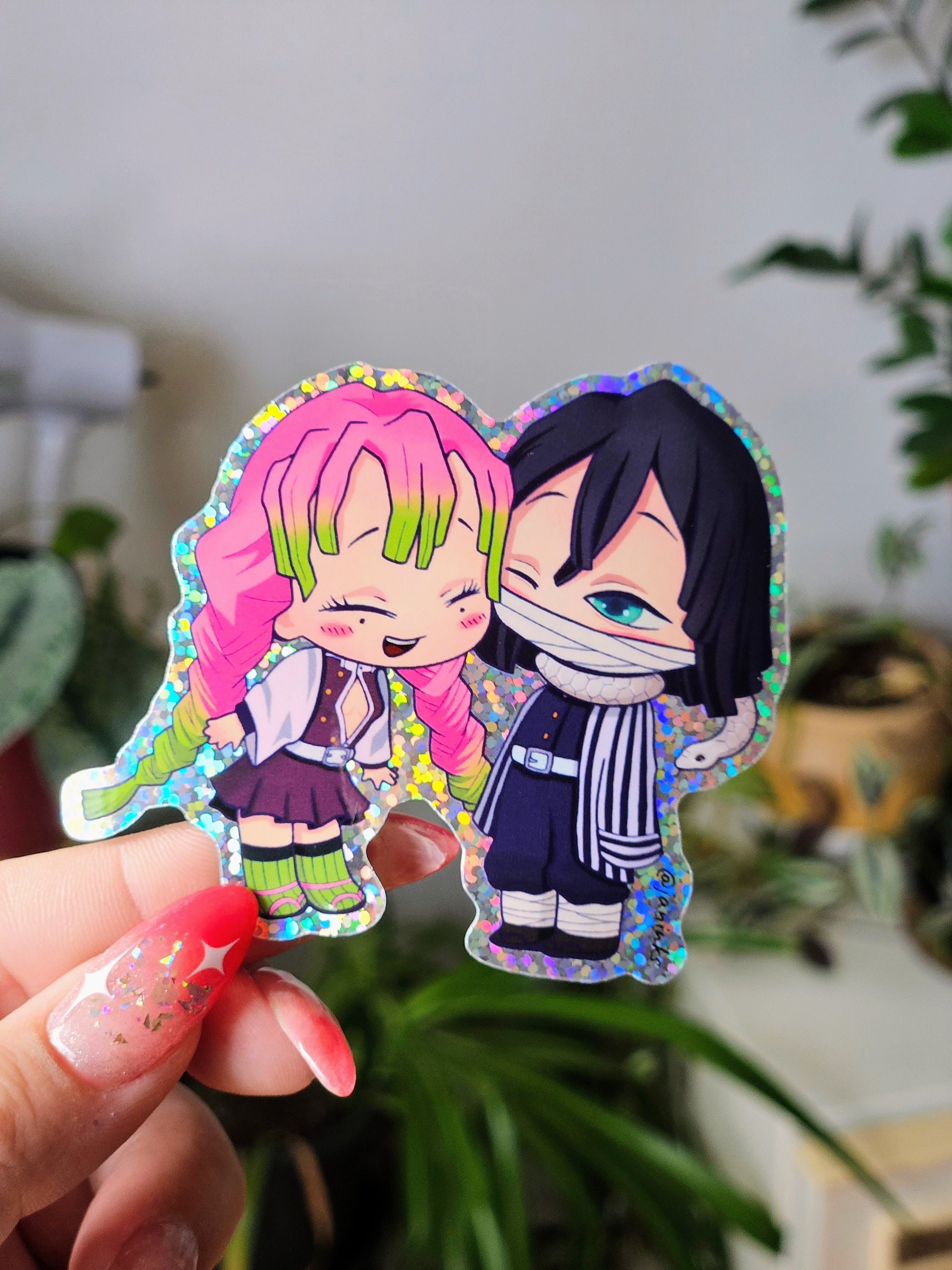 Obamitsu Sticker | Demon Slayer |holographic Glitter | Waterproof ...