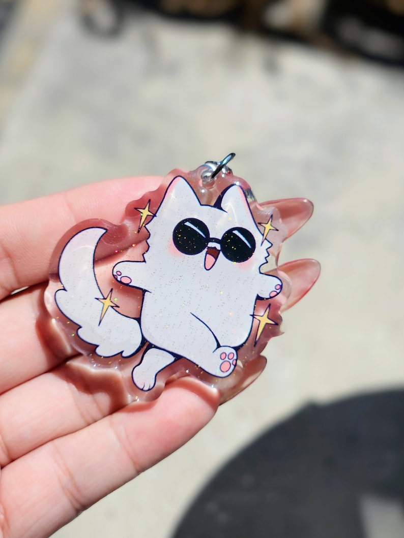 Gojo Cat Key Charm | Jujutsu Kaisen|glitter Acrylic | Bag Charm ...