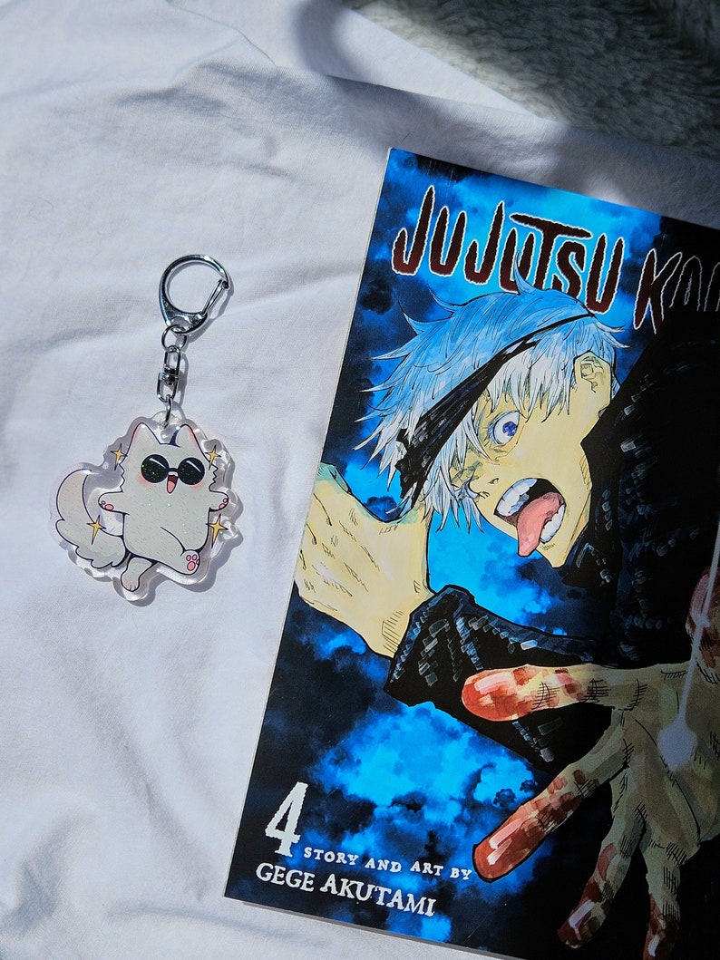 Gojo Cat Key Charm | Jujutsu Kaisen|glitter Acrylic | Bag Charm ...