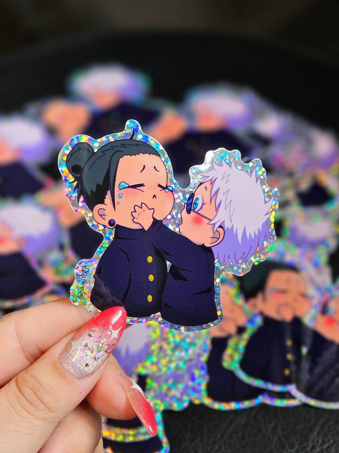 Gojo X Geto Sticker Jujutsu Kaisen Holographic Glitter Waterproof Anime ...