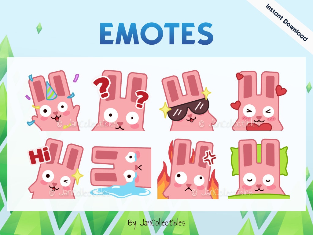 Cute Pink Bunny Sims Emotes Set (8) | Twitch | Discord | Youtube ...