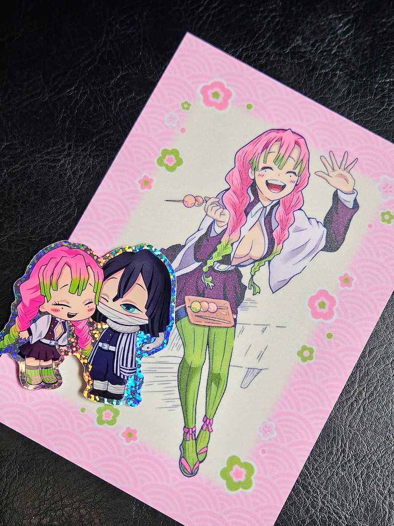 Mitsuri Kanroji Print Demon Slayer Poster Post Card Cute Kawaii Anime ...