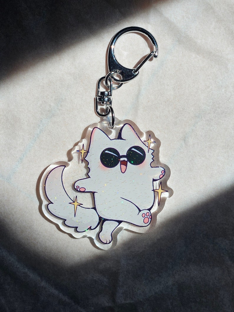 Gojo Cat Key Charm | Jujutsu Kaisen|glitter Acrylic | Bag Charm ...