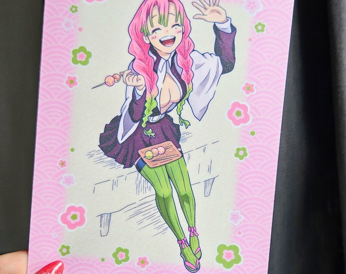 Mitsuri Kanroji Print Demon Slayer Poster Post Card Cute Kawaii Anime ...