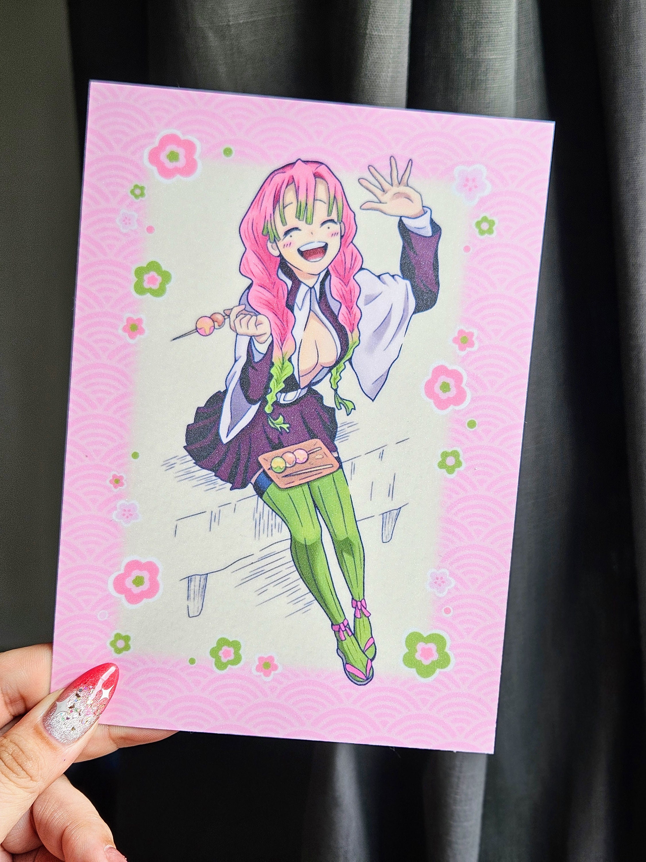 Mitsuri Kanroji Print Demon Slayer Poster Post Card Cute Kawaii Anime ...