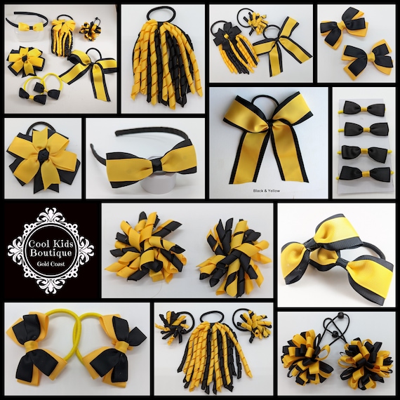 Black & Yellow School Hair Accessories School Bows Korker Pack | Etsy